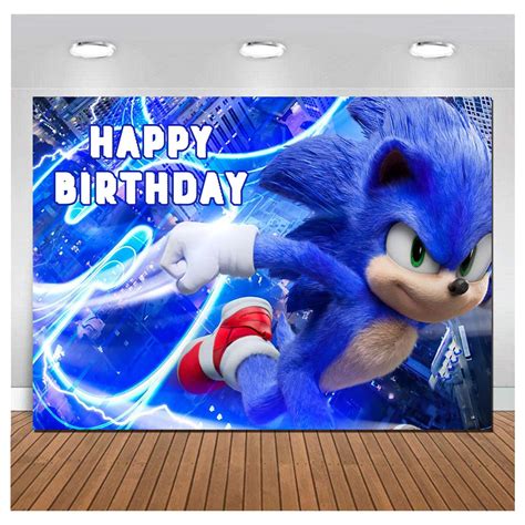 Buy PSXF Blue Sonic Hedgehog Happy Birthday Themed Photography Backdrop Sonic Boom Superhero