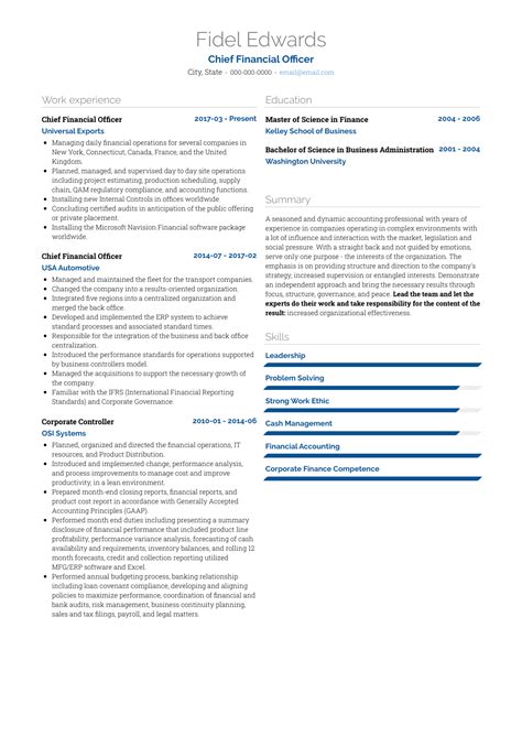 Cfo Resume Samples And Templates Visualcv