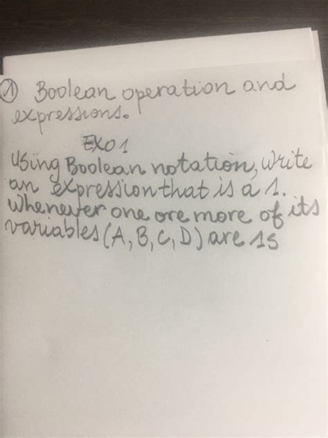 solved operation and o boolean expressione exo 1 using