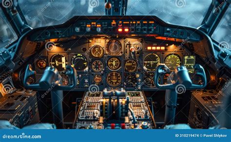 Interior Of The Cockpit Airplane Instruments For Control And