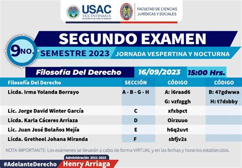 NOVENO SEMESTRE 2023 JORNADAS VESPERTINA Y NOCTURNA SEGUNDA