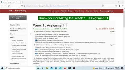software testing nptel swayam course week 1 assignment answers youtube