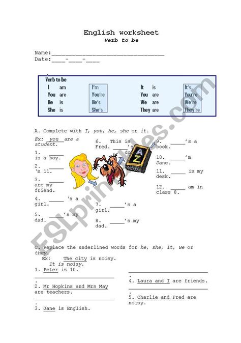 Fill In Gaps Verb To Be Esl Worksheet By Purplemiau
