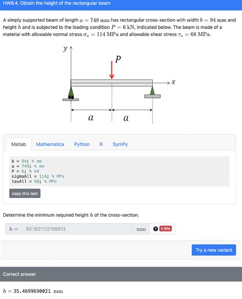 solved a simply supported beam of length a 749 mm has