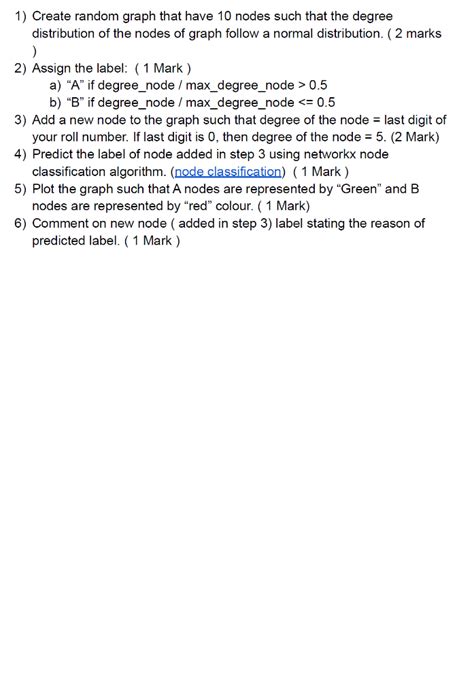 Solved 1 Create Random Graph That Have 10 Nodes Such That