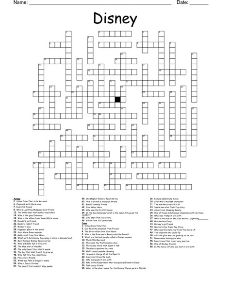 Free Printable Disney Crossword Puzzles Daily Printable Crosswords