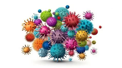 Premium Ai Image Various Types Of Germs Magnified On A White Background