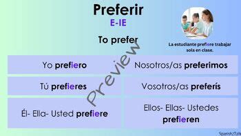 Spanish Present Tense Stem Changing Verbs E IE Verbos Irregulares