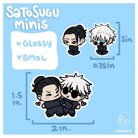 Jjk Satosugu Mini Sticker Glossy Chibi Anime Decal Etsy