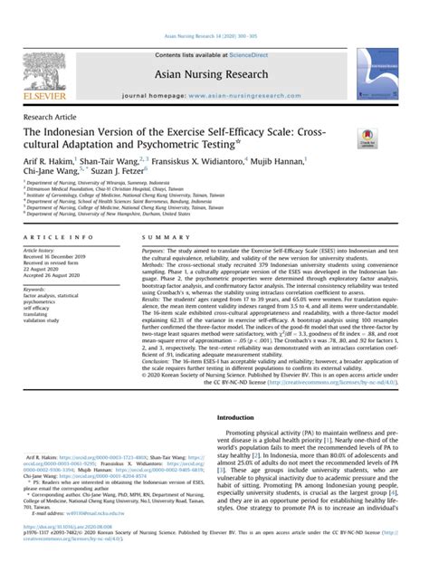 Exercise Self Efficacy Pdf Cross Validation Statistics