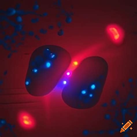 Blue Lighting Nanoparticles At Nano Size Reacting To Red Light On Craiyon