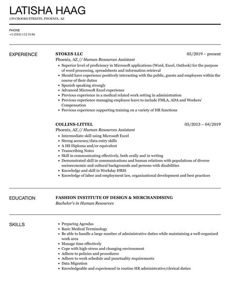 Cv Human Resources Assistant