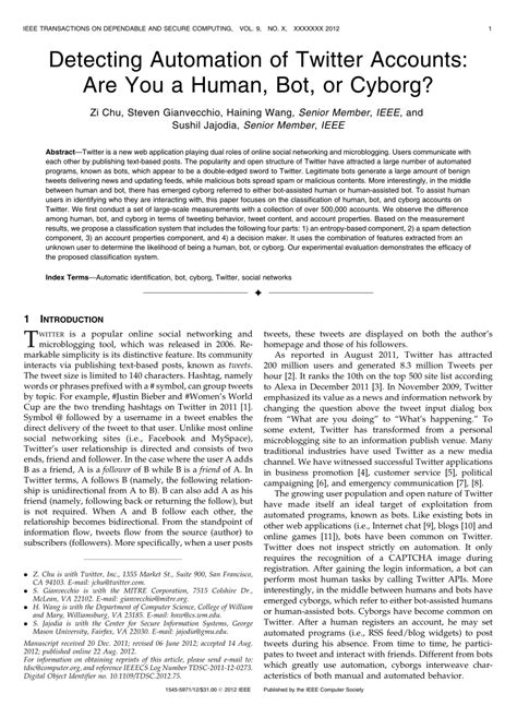 PDF Detecting Automation Of Twitter Accounts Are You A Human Bot Or Cyborg