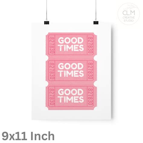 Good Times Ticket Print Pink Trendy Wall Art Retro Prints Etsy