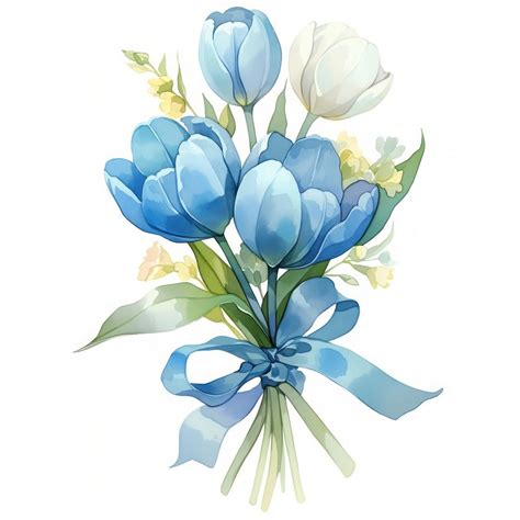Blue Coquette Tulip Art Illustration Free Photo Illustration Rawpixel