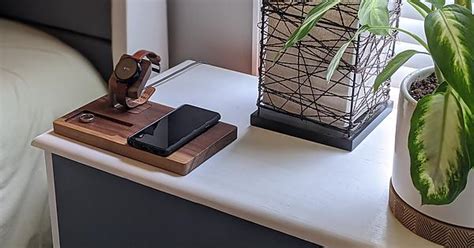 i made a walnut hidden wireless charging station for my smartwatch and