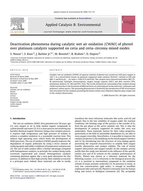 Pdf Deactivation Phenomena During Catalytic Wet Air Oxidation Cwao