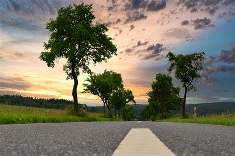 Straße Sonnenuntergang Bäume Kostenloses Foto auf Pixabay