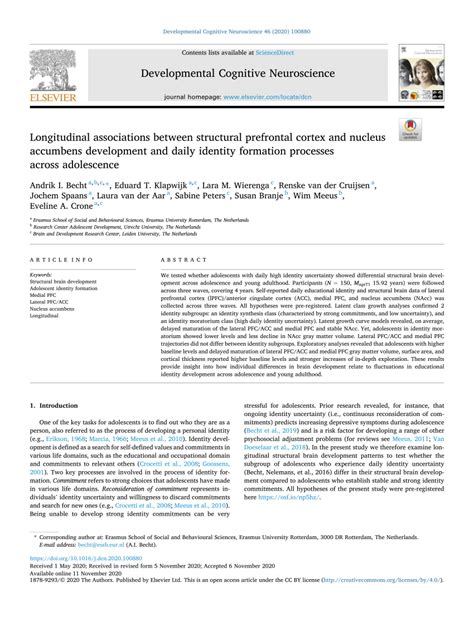 Pdf Longitudinal Associations Between Structural Prefrontal Cortex