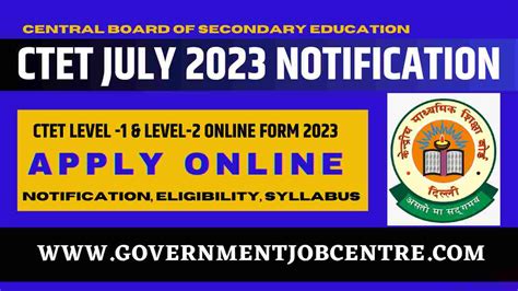CTET July 2023 Notifcation Online Application Form