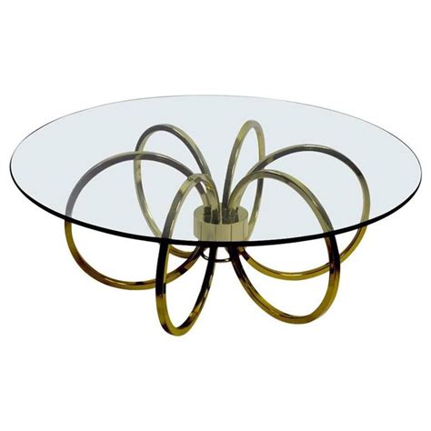 Milo Baughman Tri Level Brass And Glass Swivel Coffee Table At 1stdibs