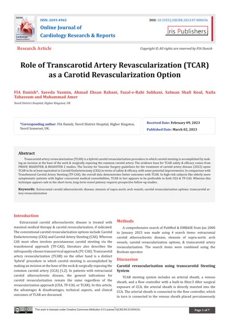 Pdf Role Of Transcarotid Artery Revascularization Tcar As A Carotid