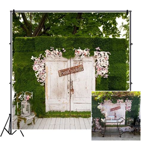 Buy Csfoto 8x8ft Secret Garden Backdrop Wooden Floor White Door Flowers