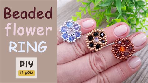 Diy Beaded Flower Ring With Bicone Beads Easy Tutorial How To Make
