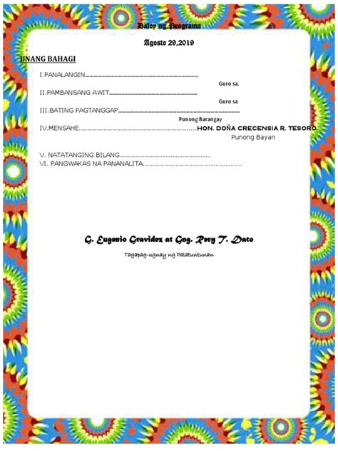 Daloy Ng Programa Sa Filipino Pdf