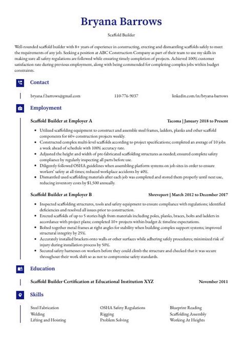 Scaffold Builder Resume Cv Example And Writing Guide