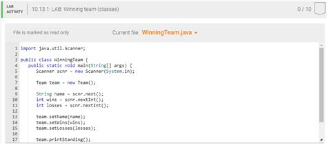 Solved Lab Winning Team Classes Given Main Define Chegg