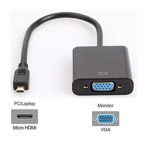 Micro Hdmi to Vga Kablo Çevirici Adaptör Siyah Komponentci