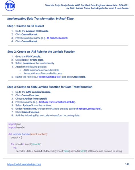 Study Guide Ebook Aws Certified Data Engineer Associate Dea C01