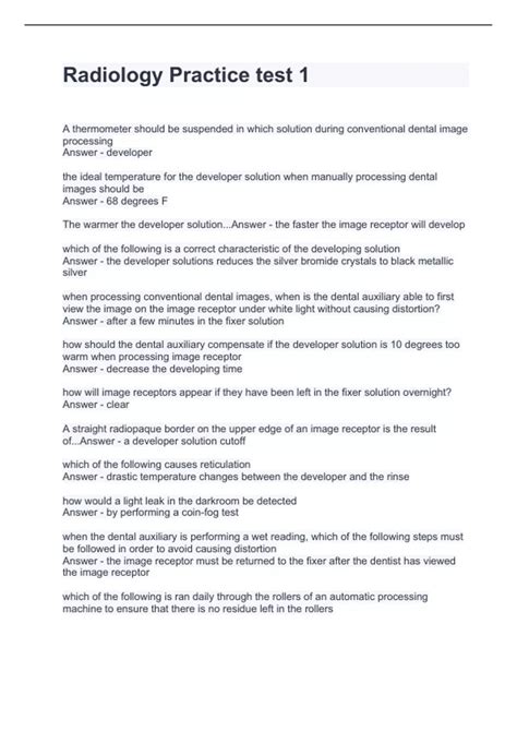 Radiology Practice Test Questions And Answers 2024 2025 With Complete Solution Nursing Stuvia Us