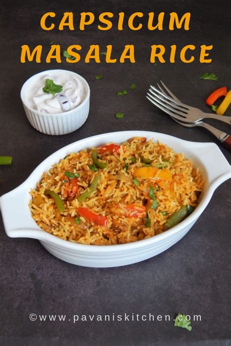 Capsicum Masala Rice Recipe Bell Pepper Rice Pavanis Kitchen