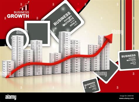 Digital Illustration Of Business Graph With Arrow Showing Growth And Profit Stock Photo Alamy