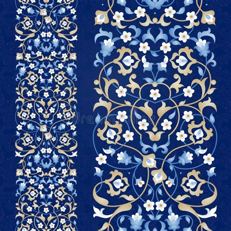 Confine Senza Cuciture Floreale Di Vettore Nello Stile Orientale Illustrazione Vettoriale