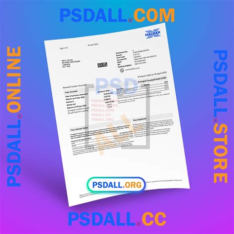 Halifax Bank Statement Pdf Template V3