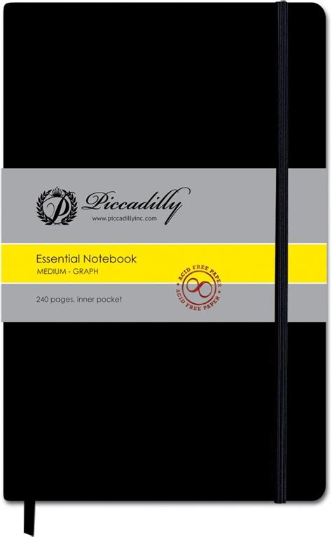 Piccadilly Essential Notebook Medium Black Graph