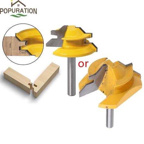 Pop 45 องศา Miter Lock Tenon Milling งานไม้ Router Bit 6 มม Shank คาร์ไบด์เจาะเครื่องตัด