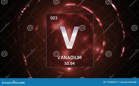 Vanadio Como Elemento 23 Del Cuadro Periódico 3d Ilustración Sobre