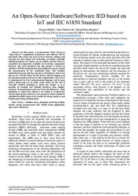 Pdf An Open Source Hardwaresoftware Ied Based On Iot And Iec 61850
