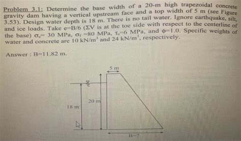 Solved Problem 31 Determine The Base Width Of A 20 M High
