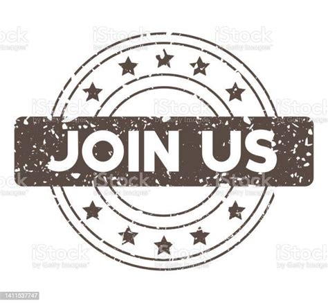 Join Us 텍스트가있는 간단한 빈티지 고무 스탬프 0명에 대한 스톡 벡터 아트 및 기타 이미지 0명 거친 경계 표지