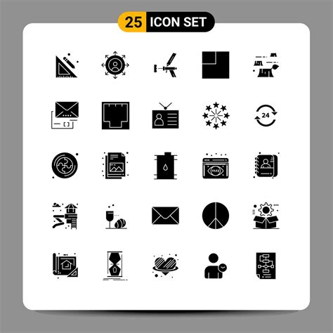 Pictogram Set of 25 Simple Solid Glyphs of deforestation scale building layout tool Editable ...