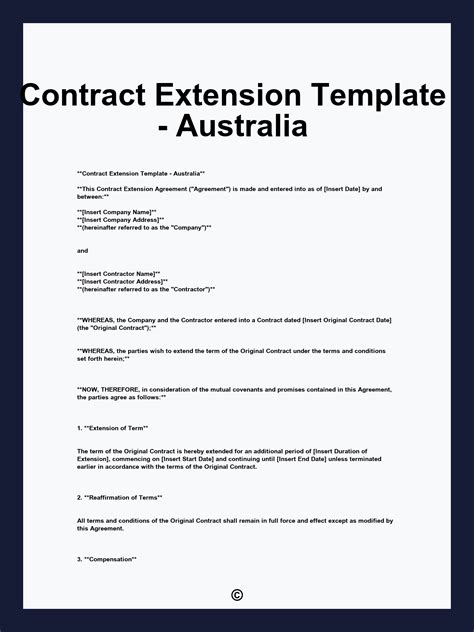 Contract Extension Template Australia