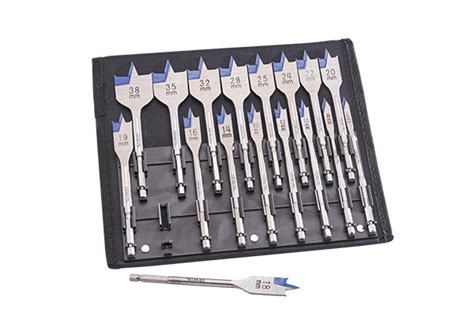 17 Piece 4x Blue Groove Flat Bit Set Brunel Supplies