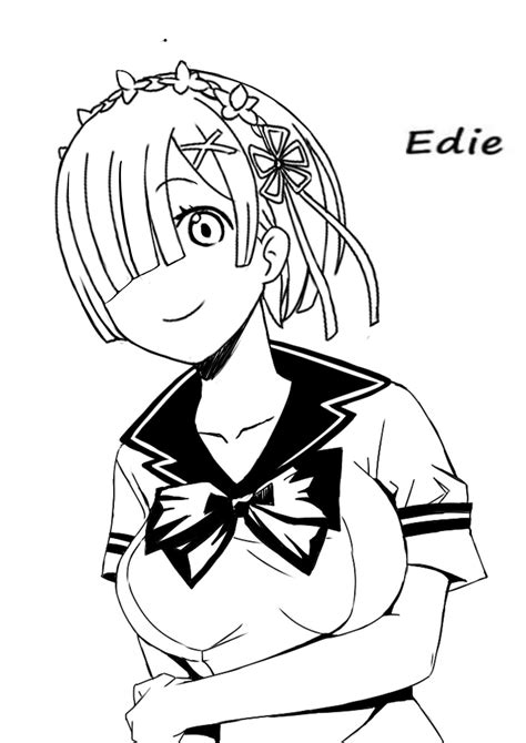 Rem School Lineart 2 By Ediiee On Deviantart