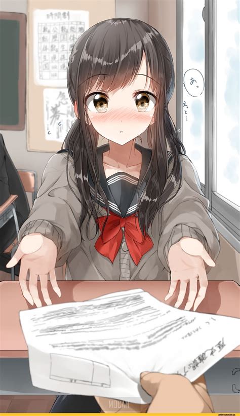 Anime Anime Girl School Long Hair Brunette Brown Eyes School