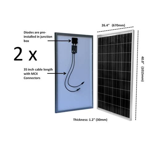 Windynation 2 Module 40 In X 264 In 100 Watt Solar Panel At